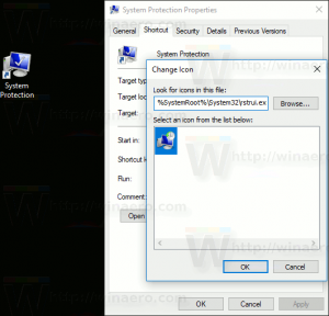 Create System Protection Shortcut In Windows 10