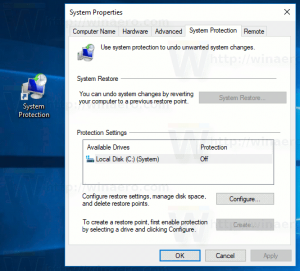 Create System Protection Shortcut In Windows 10