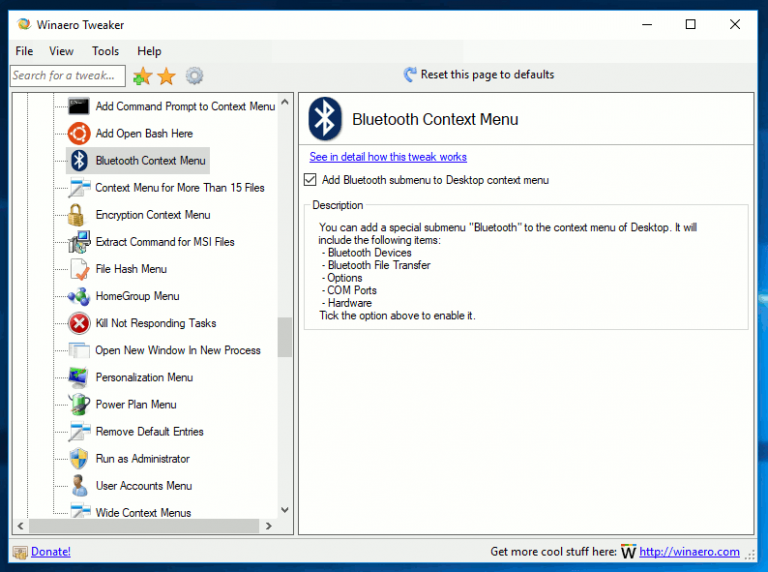 Add Bluetooth Context Menu In Windows 10