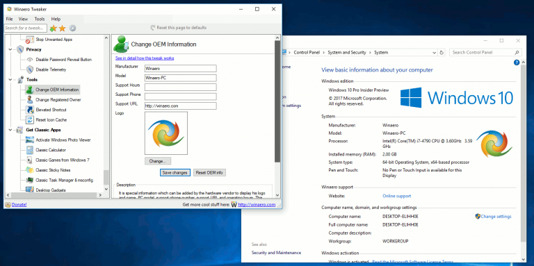 Change or Add OEM Support Information in Windows 10