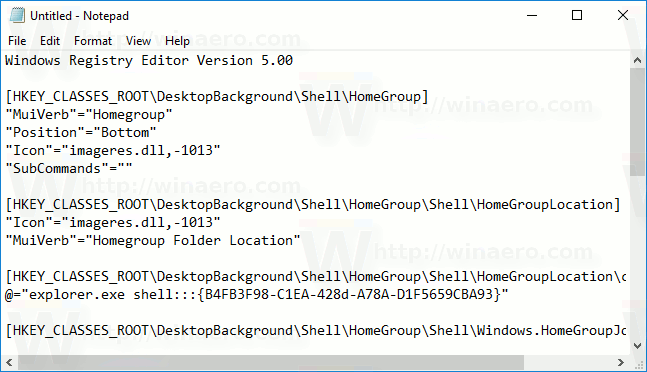 Add HomeGroup Context Menu in Windows 10