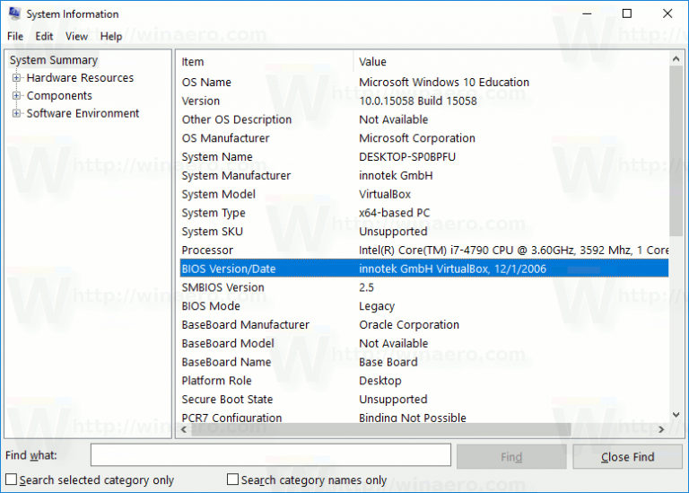How to Find BIOS or UEFI version in Windows 10