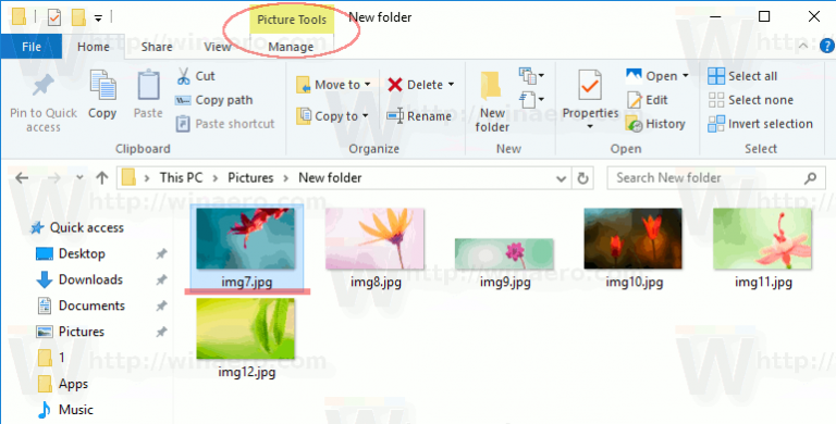 Play Image Slide Show in Windows 10 from File Explorer