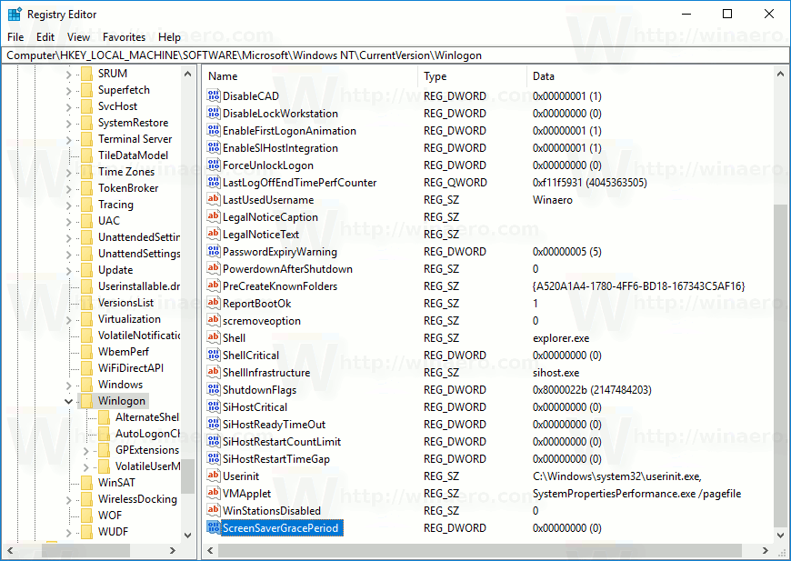 Change Screen Saver Password Grace Period in Windows 10