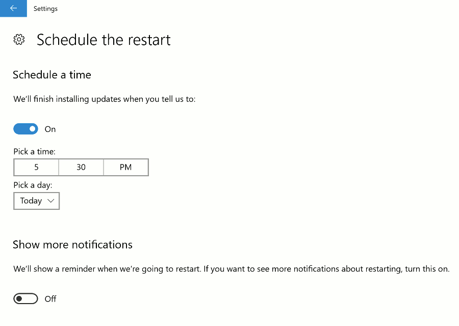 Snooze or Schedule Updates in Windows 10 Creators Update