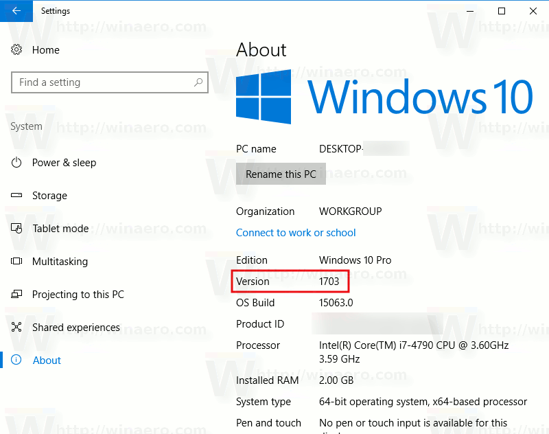 How to find the Windows 10 version you are running