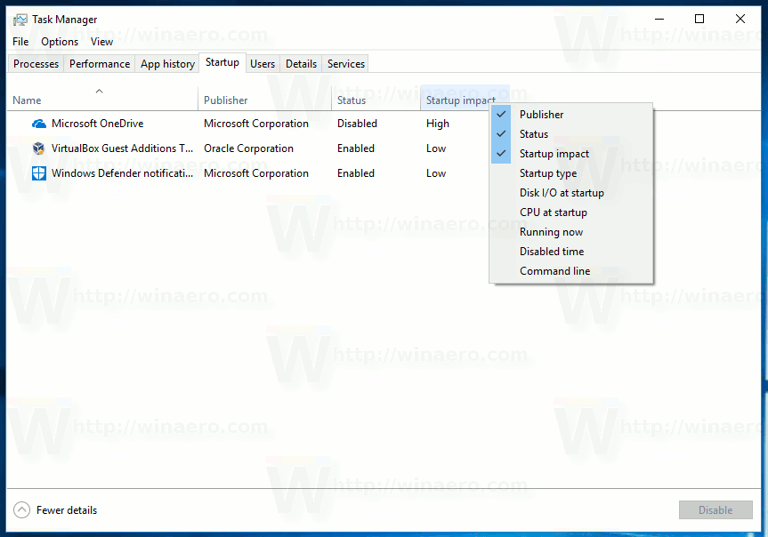 Get more details about Startup in Windows Task Manager