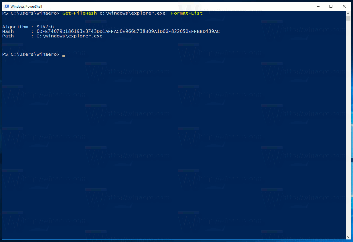 Get File Hash With PowerShell In Windows 10
