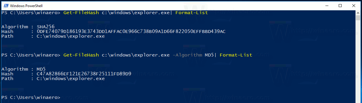 Get File Hash With PowerShell In Windows 10