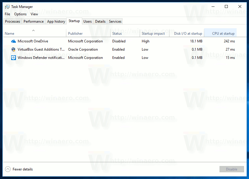 Get more details about Startup in Windows Task Manager