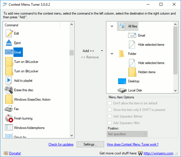 Add Email Context Menu in Windows 10