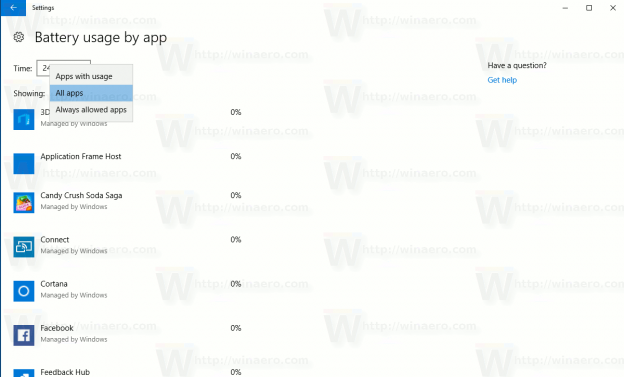 Manage Battery Usage by App in Windows 10