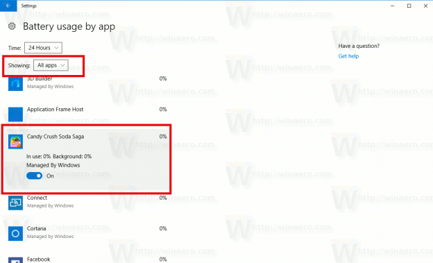 Manage Battery Usage by App in Windows 10