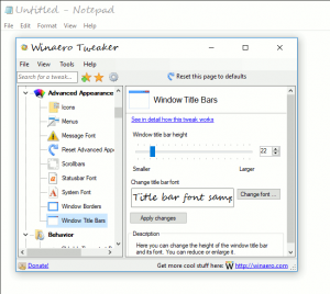 Change Title Bar Text Size in Windows 10 Creators Update