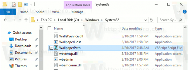 Desktop Wallpaper Location Context Menu in Windows 10