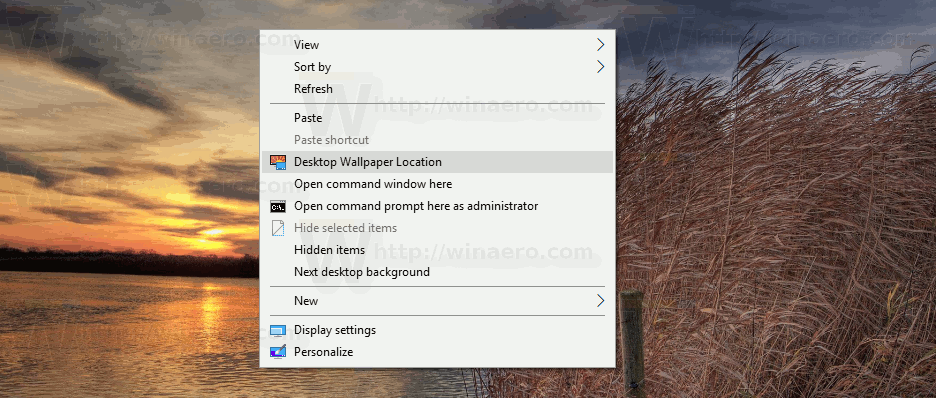 Desktop Wallpaper Location Context Menu in Windows 10