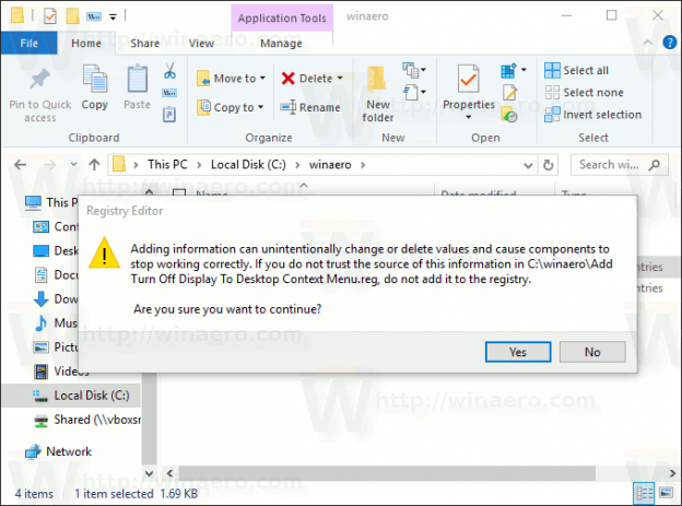 Add Turn Off Display Context Menu in Windows 10