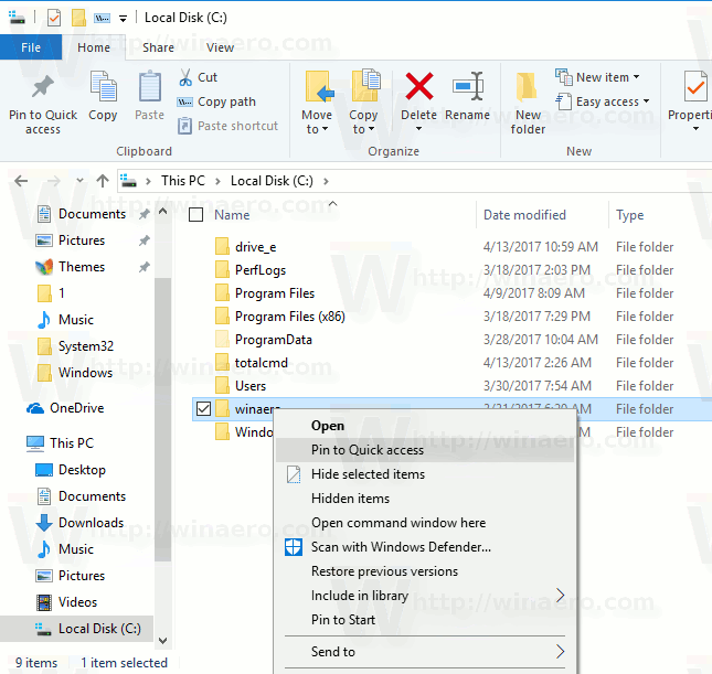 Remove Open in New Window Context Menu in Windows 10