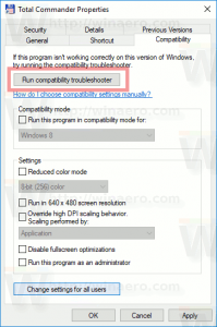 Change Compatibility Mode Settings for Apps in Windows 10