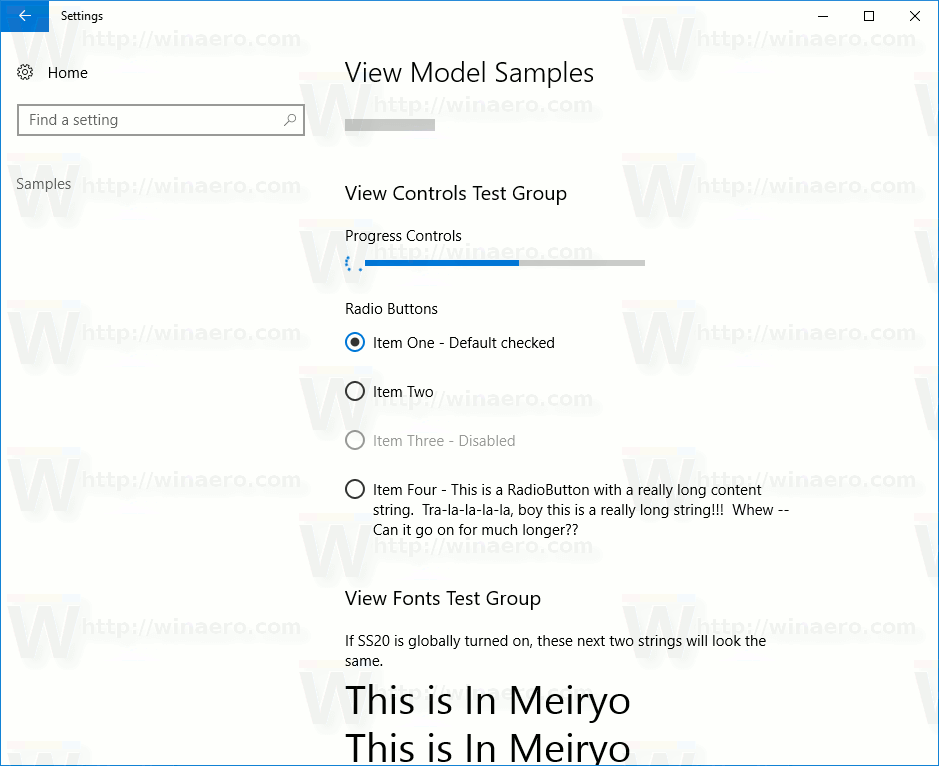 Enable Samples Page in Settings in Windows 10