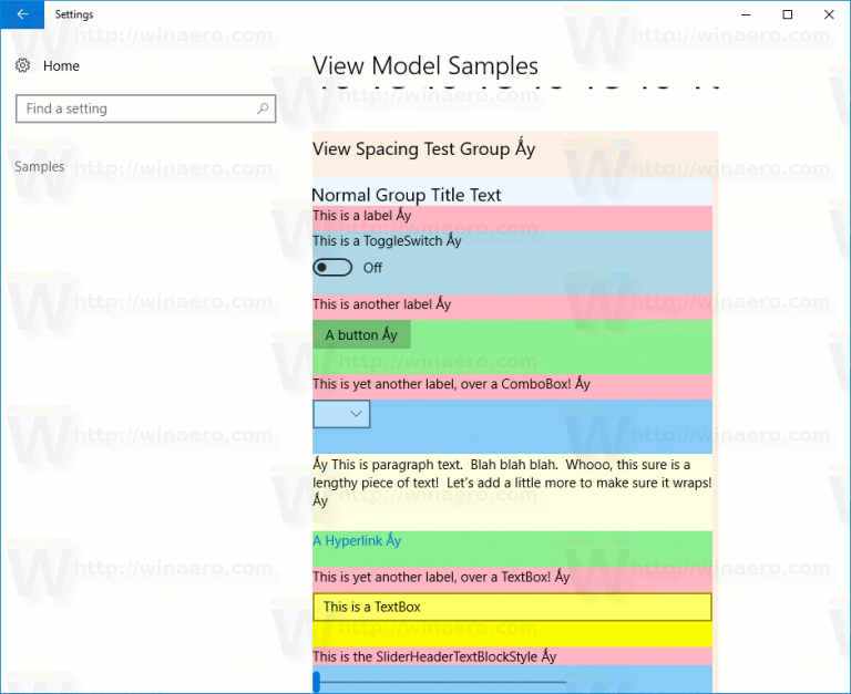 Enable Samples Page in Settings in Windows 10