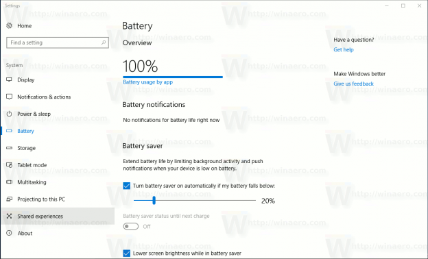 Manage Battery Usage by App in Windows 10