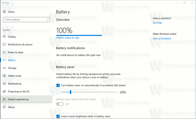 Manage Battery Usage by App in Windows 10