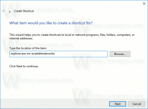 Create Show Available Networks Shortcut in Windows 10