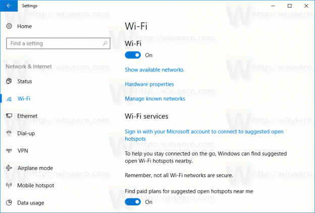 Create Wi-Fi Settings Shortcut in Windows 10 Create Wi-Fi Settings Shortcut in Windows 10