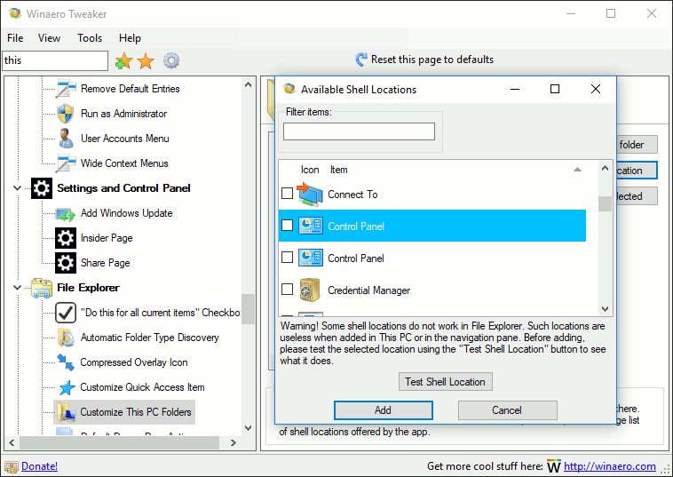 Add Control Panel To This PC in Windows 10