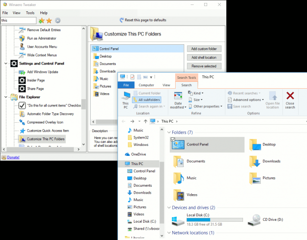 Add Control Panel To This PC in Windows 10
