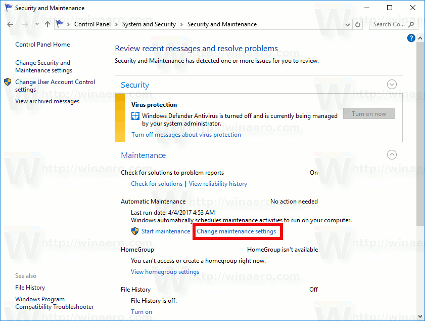 How To Change Automatic Maintenance Schedule in Windows 10