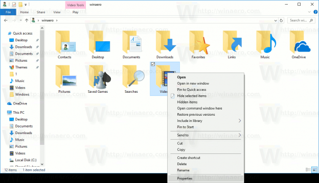 How to Move the Videos Folder in Windows 10