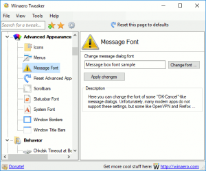 Change Message Box Text Size in Windows 10 Creators Update