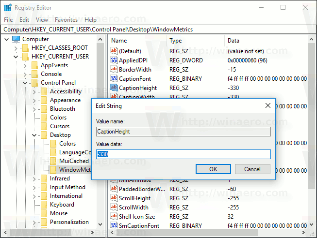 Change Title Bar Text Size In Windows 10 Creators Update change-title-bar-text-size-in-windows-10-creators-update