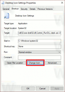 Create Desktop Icon Settings Shortcut in Windows 10