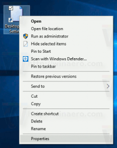 Create Desktop Icon Settings Shortcut in Windows 10