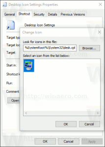 Create Desktop Icon Settings Shortcut in Windows 10