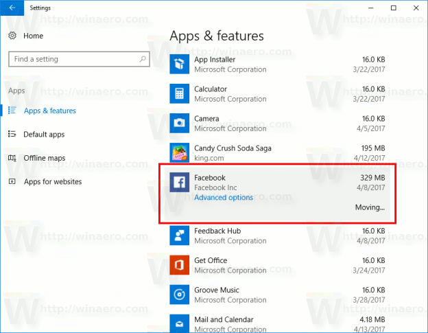 Move Apps to Another Drive in Windows 10