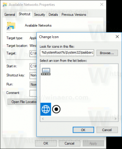 Create Show Available Networks Shortcut in Windows 10