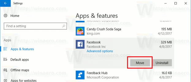 Move Apps to Another Drive in Windows 10