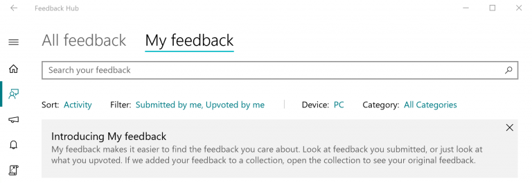 Feedback Hub app has received an update with new features in the Fast ring