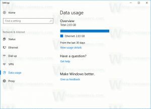 Reset Network Data Usage in Windows 10