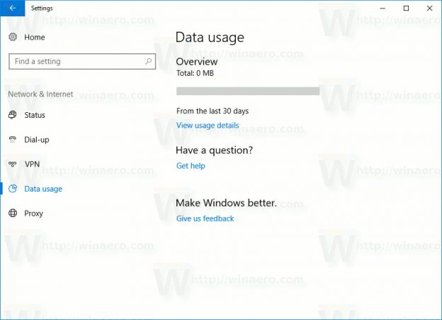 Reset Network Data Usage in Windows 10