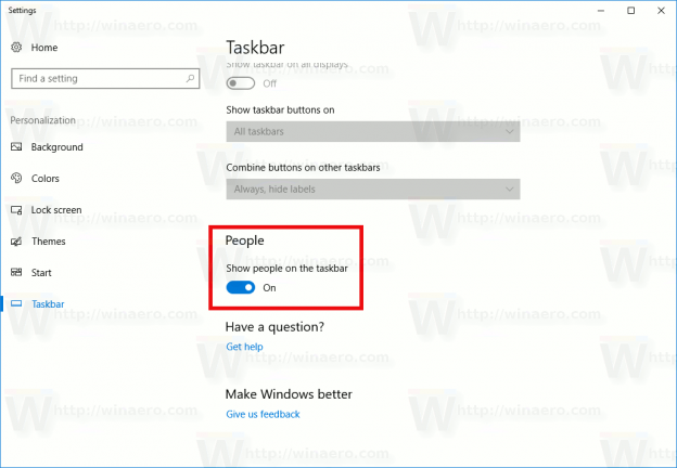 Add or Remove People Icon From Taskbar in Windows 10