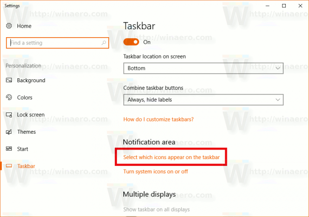 Always Show All Tray Icons in Windows 10