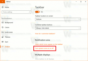 Show or Hide System Icons In Tray in Windows 10