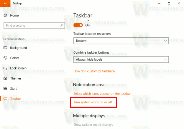 Show or Hide System Icons In Tray in Windows 10