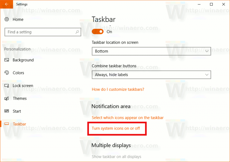 Show or Hide System Icons In Tray in Windows 10
