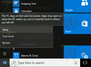 Remove Sleep from the Start Menu in Windows 10